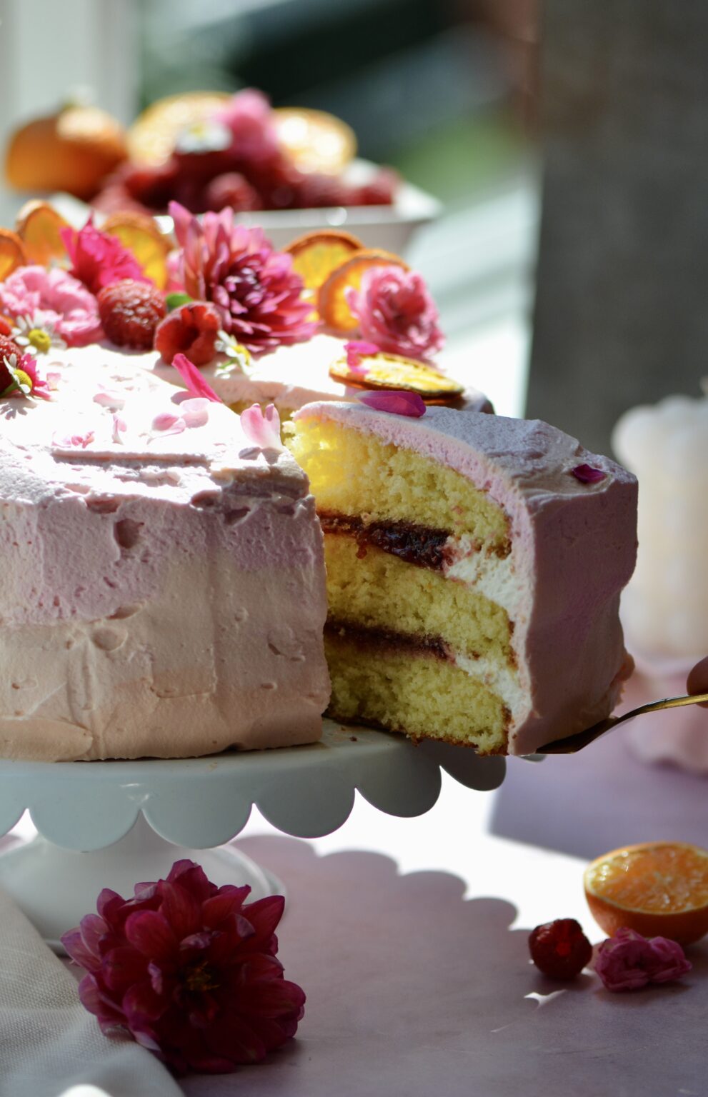 Sunset Raspberry Orange Cake. – Corrigan Sisters